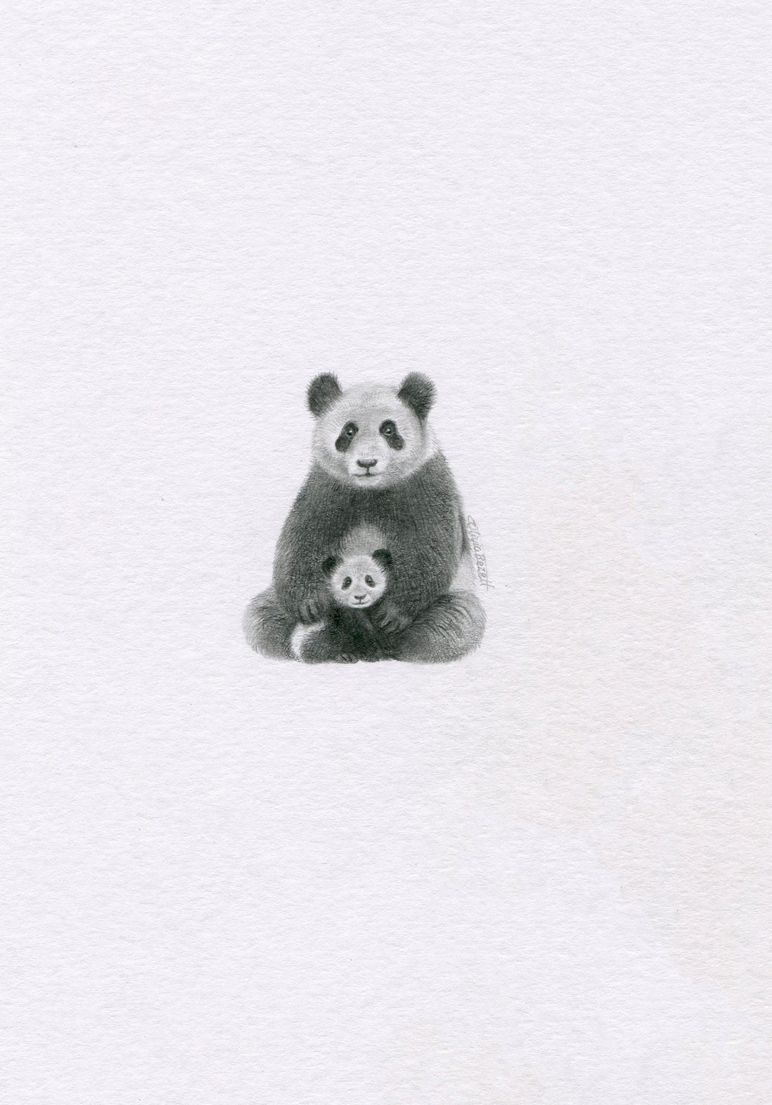 Mini one-off original 'Panda and Cub' – Olivia Bezett Artist